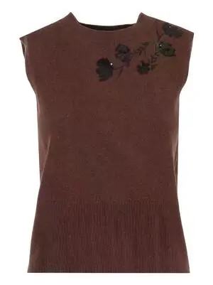 ERMANNO FIRENZE Floral-motif Sequinned Vest - Brown