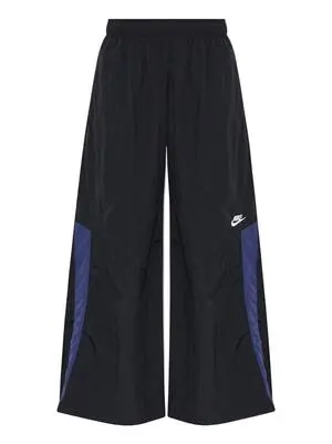 Nike Wide-leg Trousers With Logo - Navy Blue
