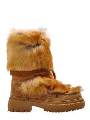 Fendi Fur Snow Boots - Brown