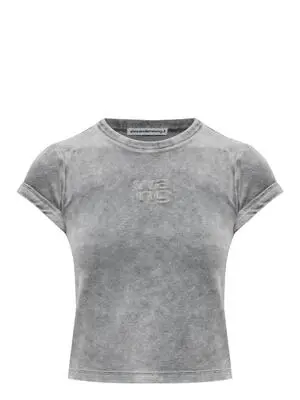 Alexander Wang Velvet Turtleneck Top With Logo - Grey