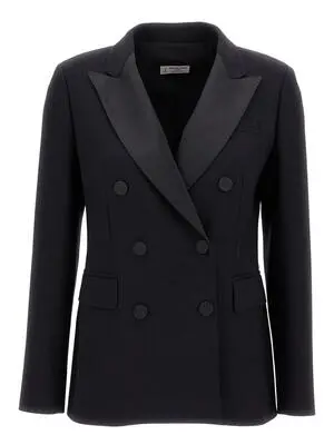 Alberto Biani Double-Breasted Tuxedo Jacket Black