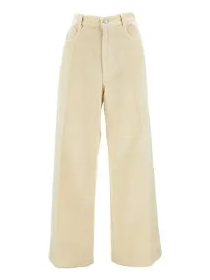CELLAR DOOR Ribbed Wide Leg Trousers - White