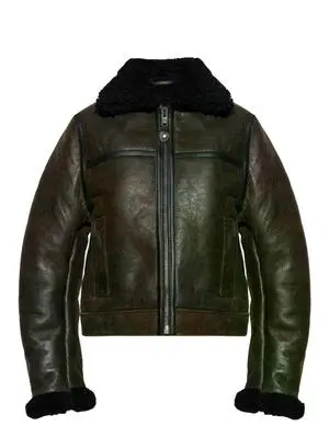 SAMSOE SAMSOE Shearling-collar Zip Jacket - Brown
