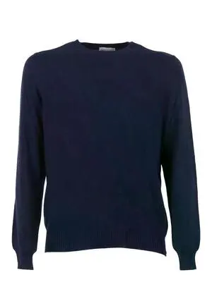 SETTEFILI CASHMERE Crew Neck Fine Knit Sweater - Blue