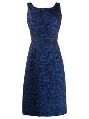Comme Des Garçons Floral Sleeveless Midi Dress - Blue