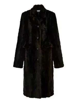 FERRAGAMO Mink-effect Single-breasted Coat - Brown