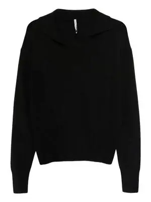 Liviana Conti V-neck Collared Sweater - Black