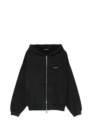 COLE BUXTON Zip Hooded Knitwear - Black