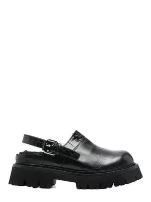 Moschino Embossed Leather Mules - Black