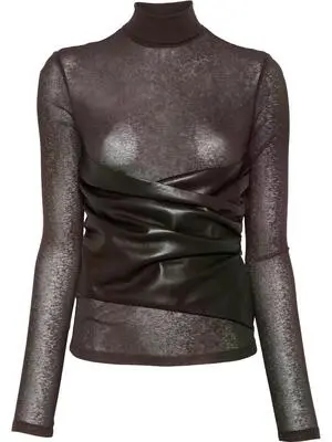 Nanushka Draped Panel Turtleneck Top - Brown