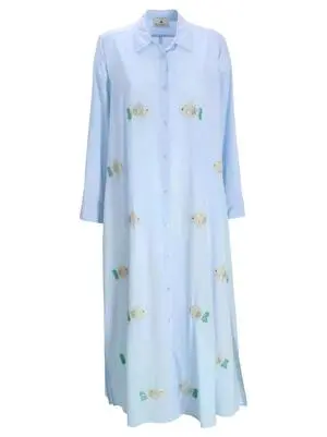 BENARAS BY CITRUS Fish Embroidery Shirt Dress