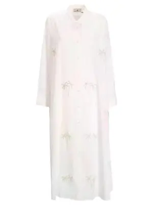 BENARAS BY CITRUS Palm-Tree Embroidered Shirt Dress
