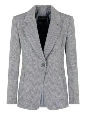 Emporio Armani Herringbone Single-breasted Blazer - Grey