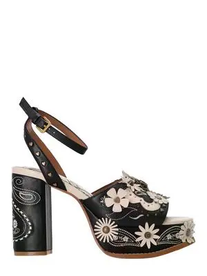 Kurt Geiger 110mm Flower Platform Sandals - Black