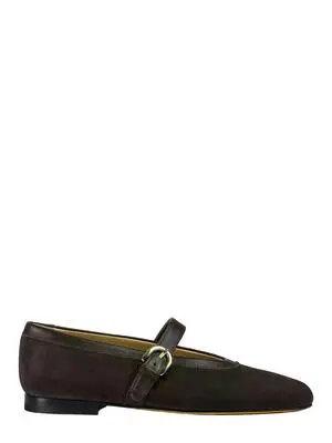 DOUCAL'S Suede Ballet Flats With Strap - Brown
