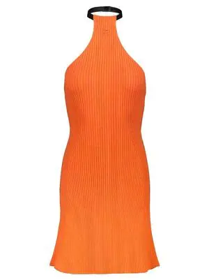 COURREGES Halterneck Rib-knit Dress - Orange