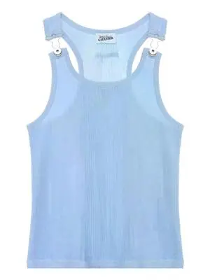 Jean Paul Gaultier Ribbed-knit Cotton Vest - Blue