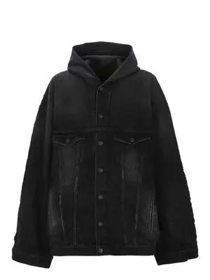 Balenciaga Hooded Buttoned Jacket - Black