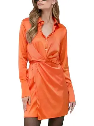 Patrizia Pepe Buttoned Twist-detailed Mini Dress - Orange