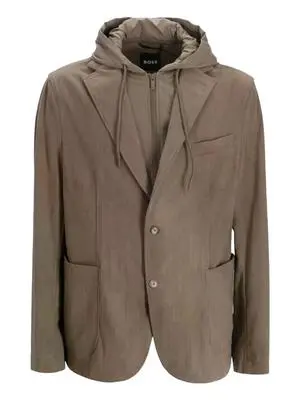 BOSS Hooded Corduroy Jacket - Neutrals