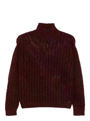 Max Mara Quaglia Openwork High-neck Sweater - Red