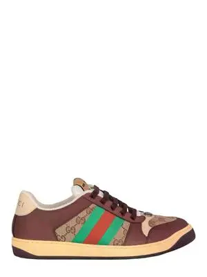 Gucci Gg Web Stripe Sneakers - Brown