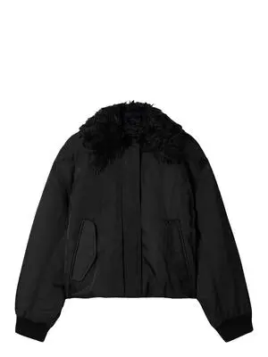 Proenza Schouler Vadra Mohair And Cotton-blend Fleece-trimmed Padded Recycled-twill Jacket - Black