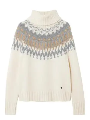 Bogner Ingrid Fair Isle Cashmere Turtleneck Sweater - Ivory