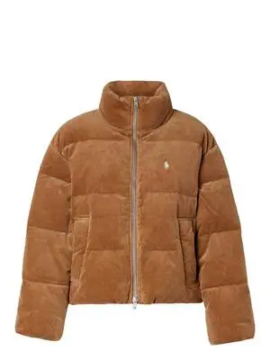 Polo Ralph Lauren Embroidered Quilted Corduroy Down Jacket - Brown