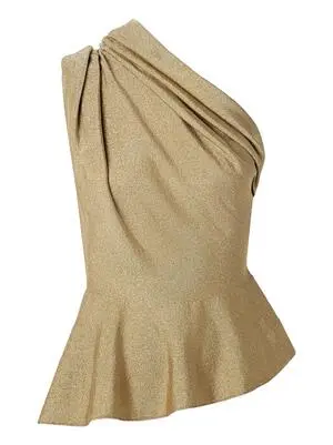 Khaite Aimee Asymmetric One-shoulder Peplum Top - Gold