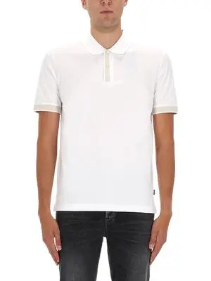 BOSS Polo Shirt With Machined Details - White