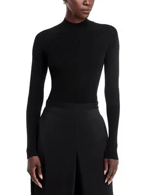 Majestic Filatures Mock Neck Wool & Silk Top - Noir