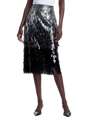 Elie Tahari The Beatrice Sequin Skirt - Silver/noir Ombre