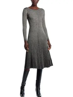 Elie Tahari The Lillie Sweater Dress - Noir With Gold Lurex