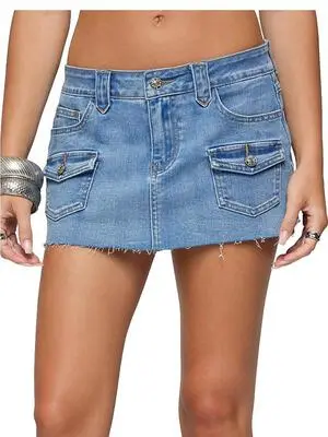 EDIKTED Denim Mini Skort - Light-blue