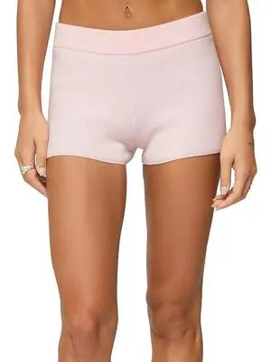 EDIKTED Lorie Ribbed Knit Shorts - Light-pink