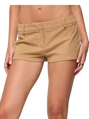 EDIKTED Kyler Corduroy Micro Shorts - Tan