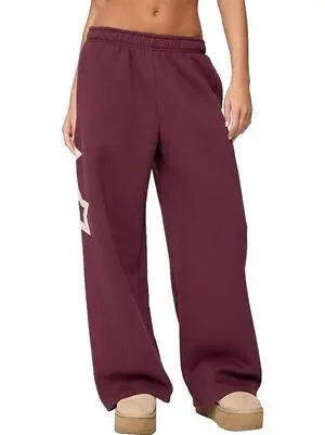 EDIKTED Straight Leg Sweatpants - Burgundy