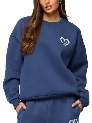 EDIKTED Love Oversized Sweatshirt - Navy
