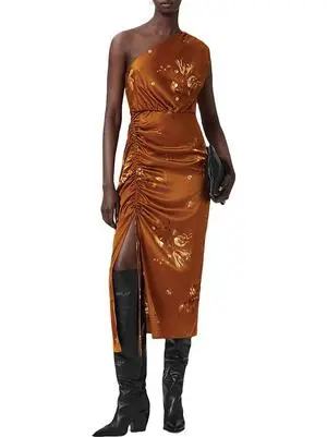 ALLSAINTS Laura One-shoulder Midi Dress - Ania Rust