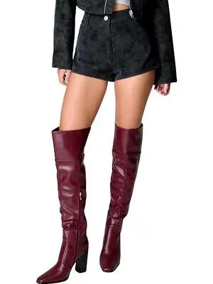 Nasty Gal Distressed Faux Leather Hotpants - Black