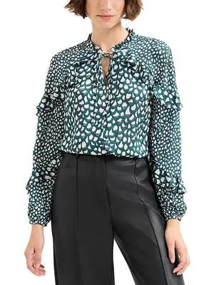 PHASE EIGHT Manon Frill Detail Blouse - Green