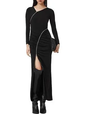 ALLSAINTS Elsie Zipper Maxi Dress - Black