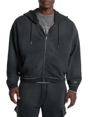 GUESS ORIGINALS Boxy Zip Hoodie - Black