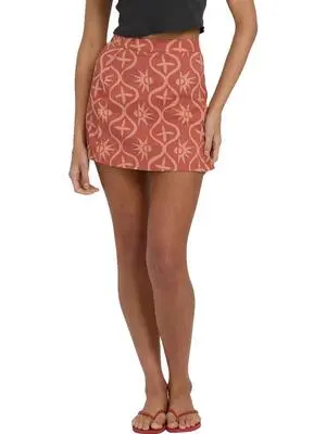 BILLABONG Printed Cotton And Linen Mini Skirt - Dark Chino