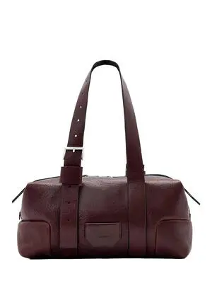 ALLSAINTS Ares Grain Leather Shoulder Bag - Port Red