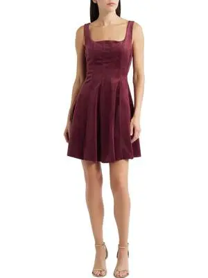 Sam Edelman Velvet Fit & Flare Dress - Bordeaux