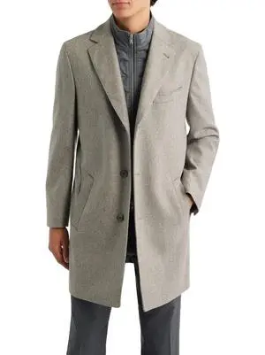 JACK VICTOR Delroy Wool Overcoat - Oatmeal