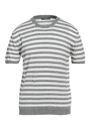 DANIELE FIESOLI Striped Linen And Cotton Sweater - Grey