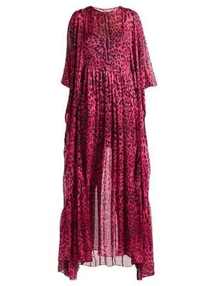Dolce & Gabbana Silk Leopard Print Maxi Dress - Pink